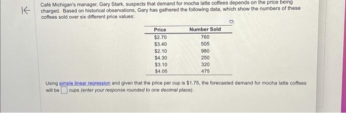 Solved Café Michigan's manager, Gary Stark, suspects that | Chegg.com
