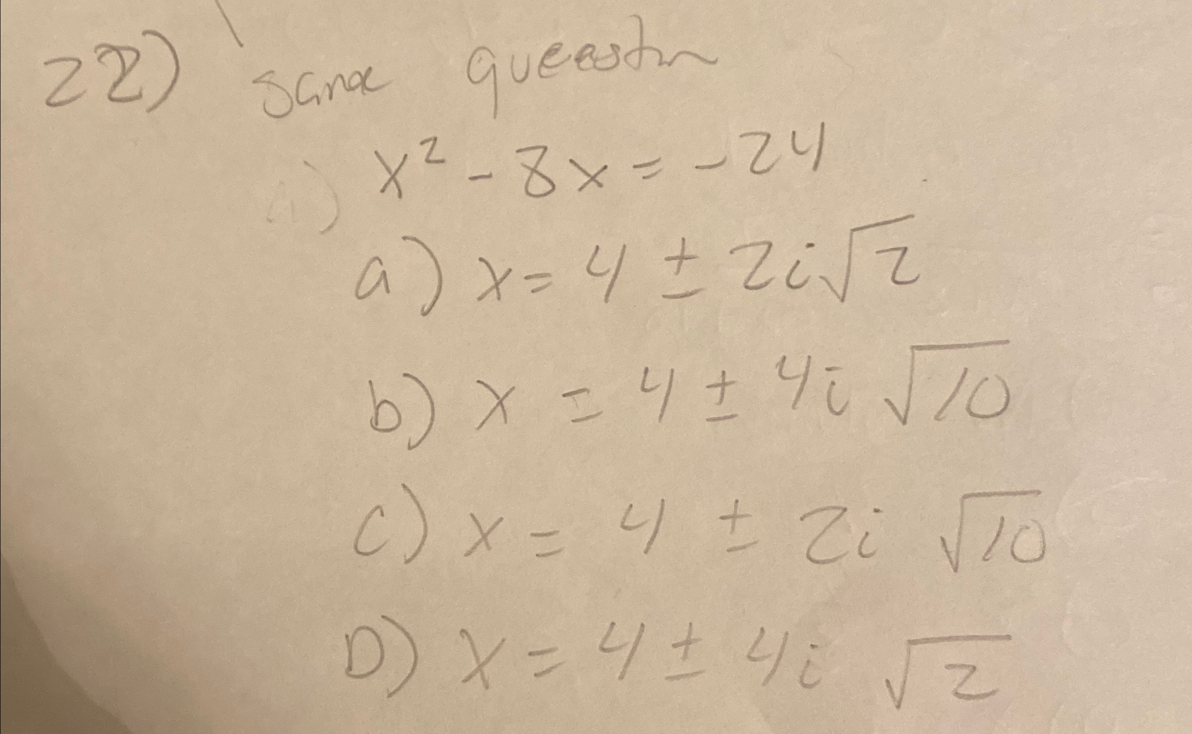 Solved Solve the quadratic | Chegg.com