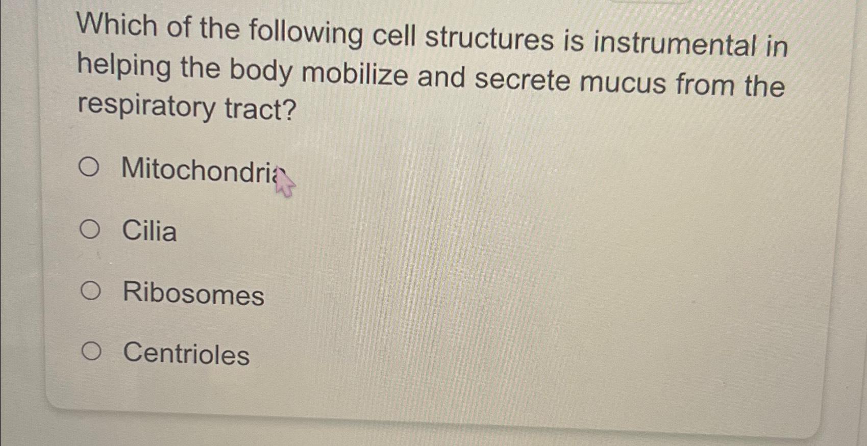 Solved Which of the following cell structures is | Chegg.com