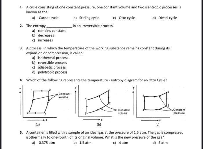 Solved 1. A cycle consisting of one constant pressure, one | Chegg.com
