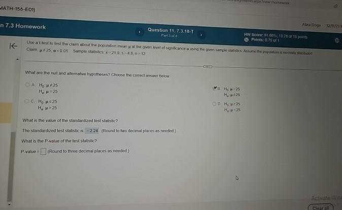 Solved MATH-156-EO1)Nhra Logen 7.3 ﻿HomeworkQuestion | Chegg.com