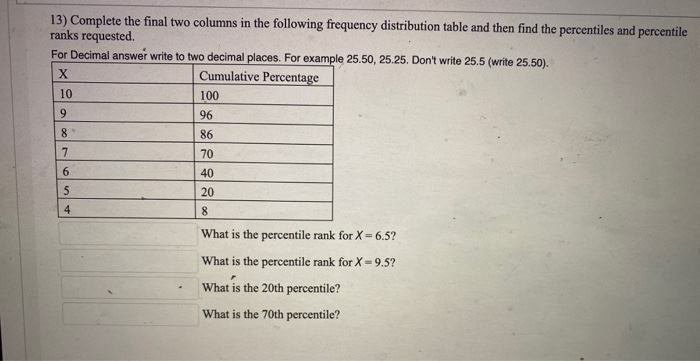 Solved 13) Complete the final two columns in the following | Chegg.com