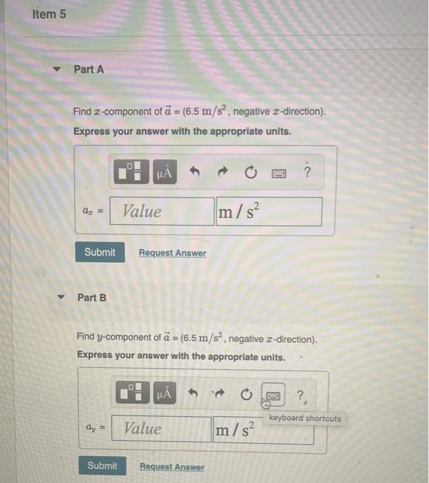 Solved Find x-component of a=(6.5 m/s2, negative | Chegg.com