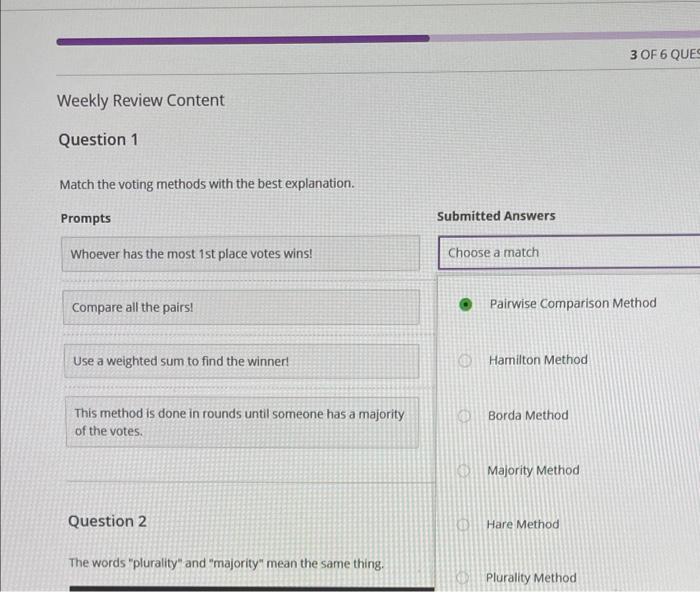 Solved Match the voting methods with the best explanation. | Chegg.com