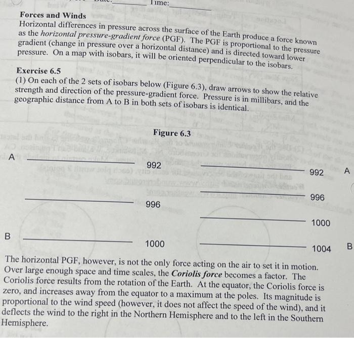 Solved Forces and Winds Horizontal differences in pressure | Chegg.com