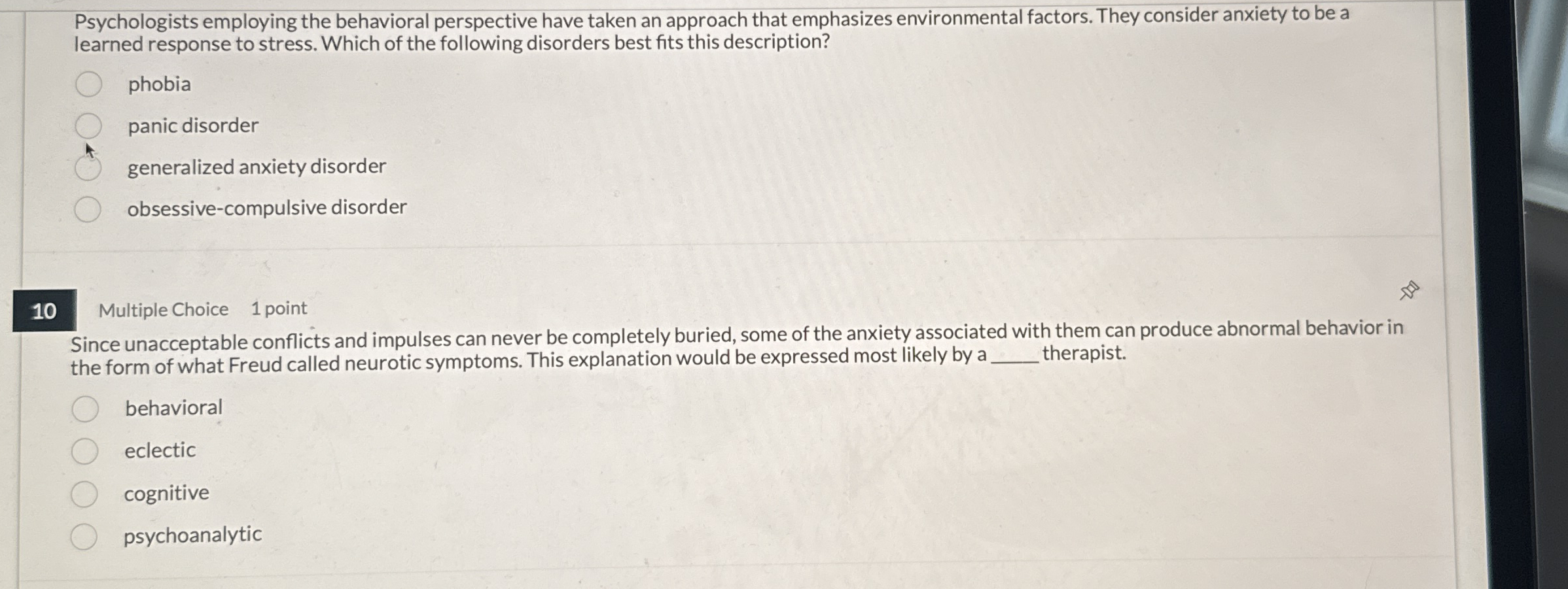 Solved Psychologists employing the behavioral perspective | Chegg.com