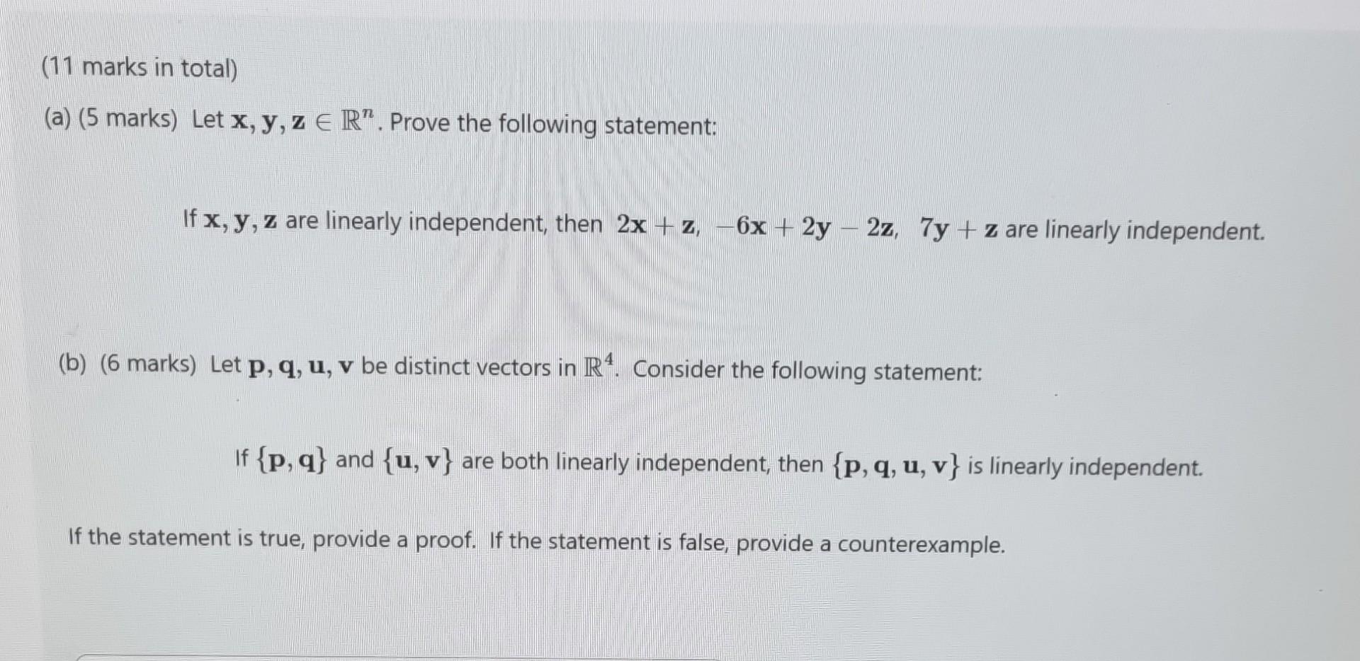 Solved (a) (5 marks) Let x,y,z∈Rn. Prove the following | Chegg.com