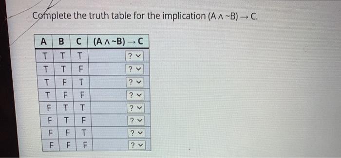 Solved Complete the truth table for the implication (A1-B) - | Chegg.com