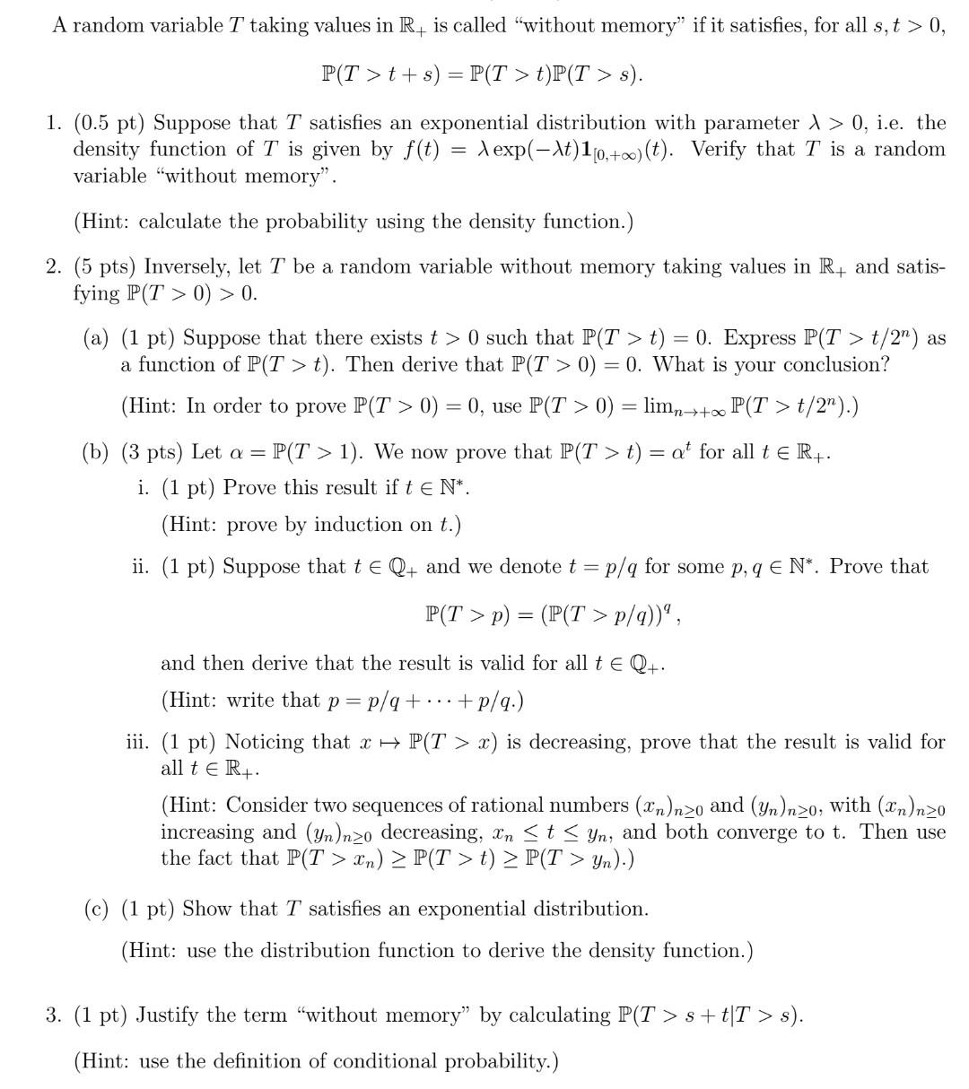 Solved A Random Variable T Taking Values In R is Called Chegg Solved A Random Variable T Taking Values In R is Called Chegg