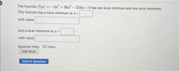 Solved f(x)=(8x−5)e−6xConsider the graph of y=f(x), shown | Chegg.com