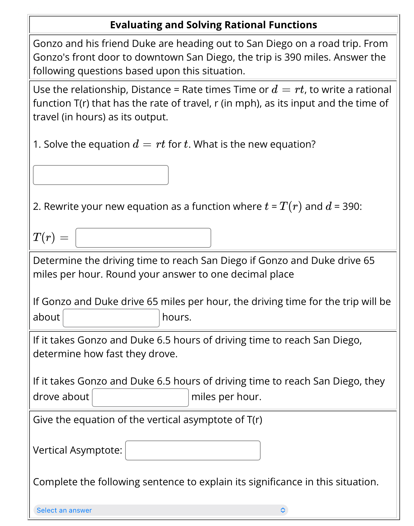 Solved Evaluating and Solving Rational FunctionsGonzo and | Chegg.com