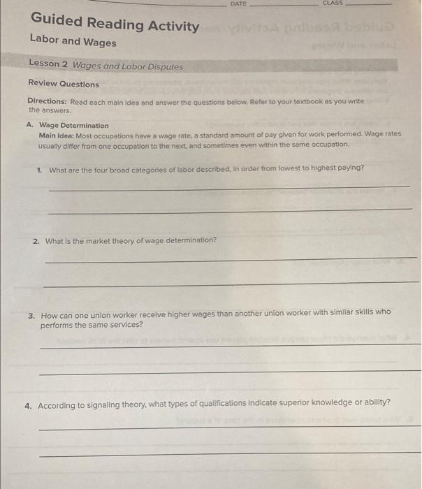 Solved Review Questions Directions: Read each main Idea and | Chegg.com