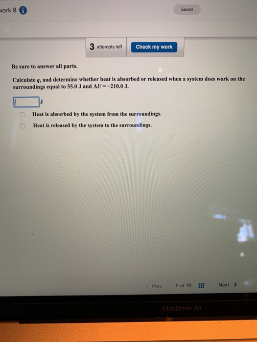 Solved work 8 Saved 3 attempts left Check my work Be sure to | Chegg.com