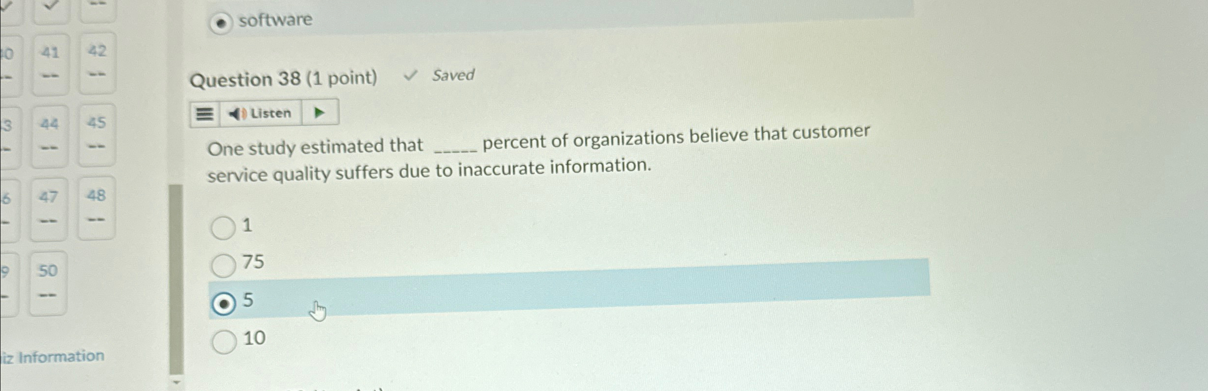 Solved softwareQuestion 38 (1 ﻿point) ﻿Saved One study | Chegg.com