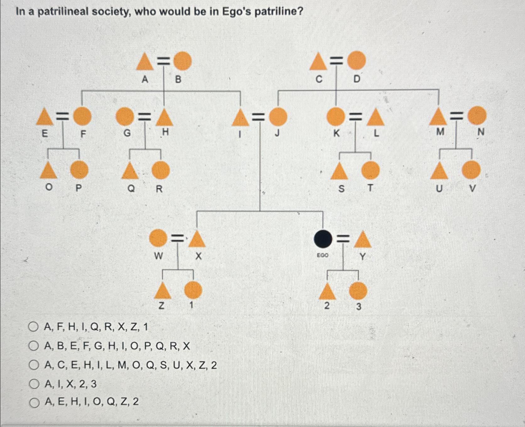 Solved In a patrilineal society, who would be in Ego's | Chegg.com