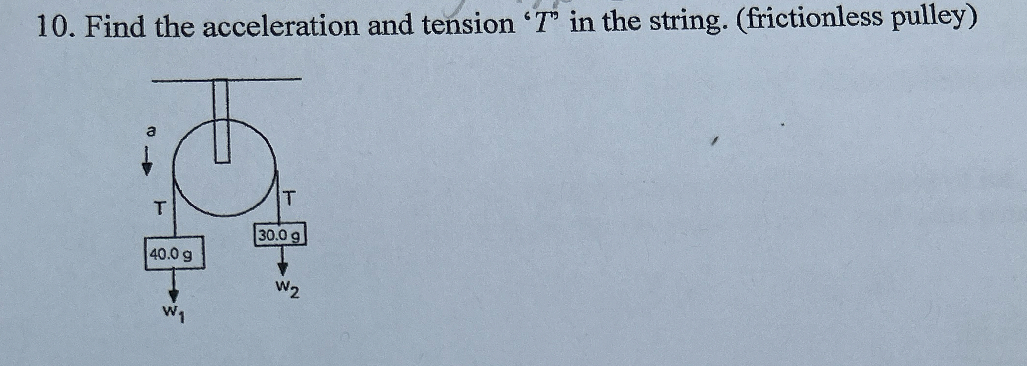 Solved Find the acceleration and tension ' T ﻿in the string. | Chegg.com