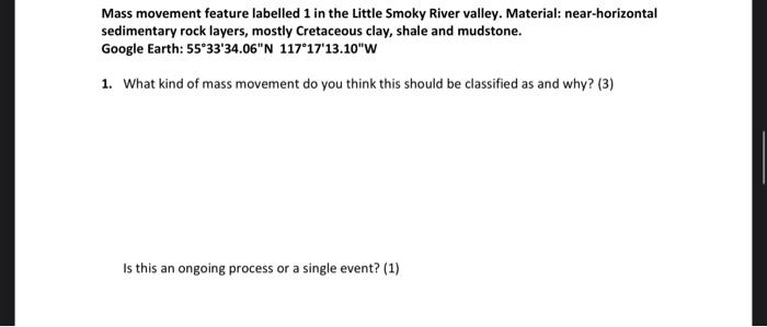 Solved Mass movement feature labelled 1 in the Little | Chegg.com