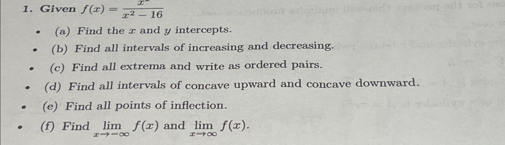 Solved Given f(x)=x2x2-16(a) ﻿Find the x ﻿and y | Chegg.com