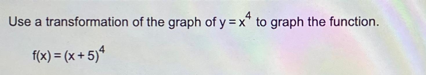 Solved Use a transformation of the graph of y=x4 ﻿to graph | Chegg.com