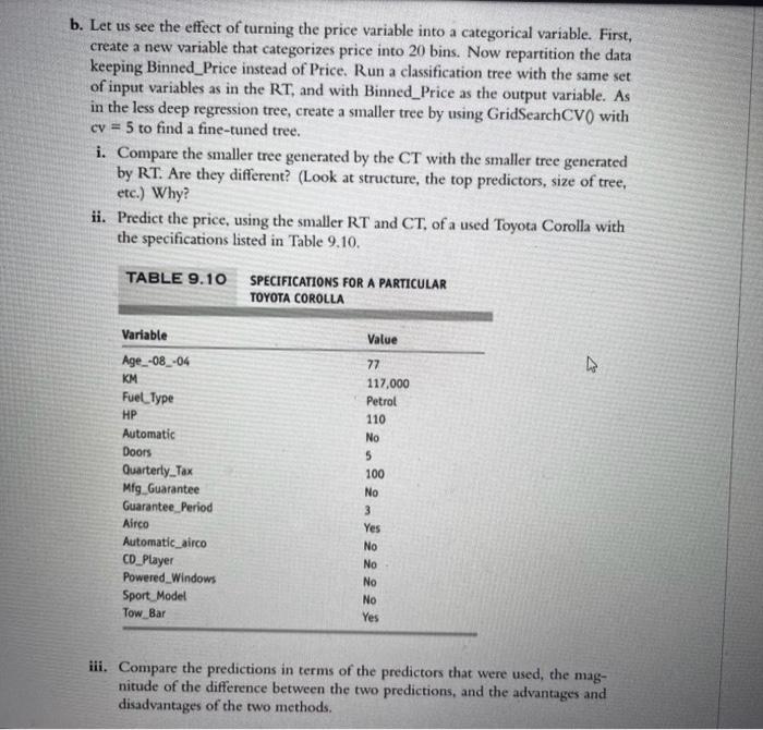 Solved Predicting Prices of Used Cars (Regression Trees). | Chegg.com