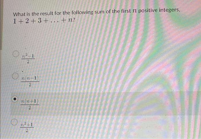 Solved What is the result for the following sum of the first | Chegg.com