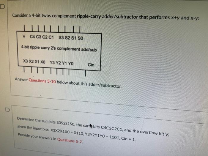 Solved Consider a 4-bit twos complement ripple-carry | Chegg.com