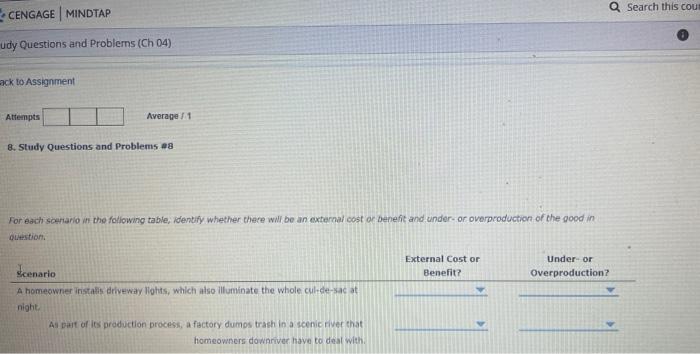 Solved 8. Study Questions and Problems a8 For each scarario | Chegg.com
