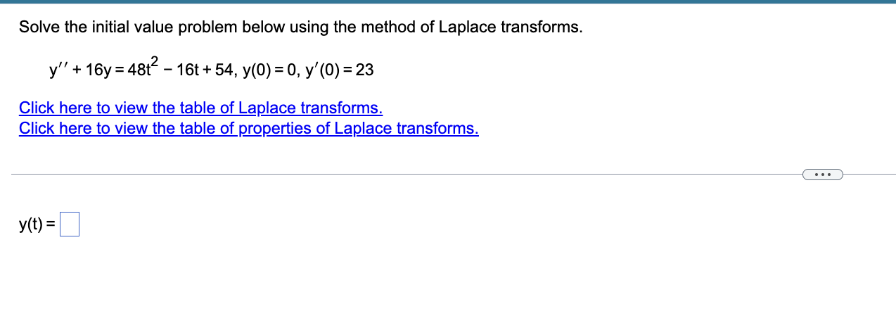 Solved Solve the initial value problem below using the | Chegg.com