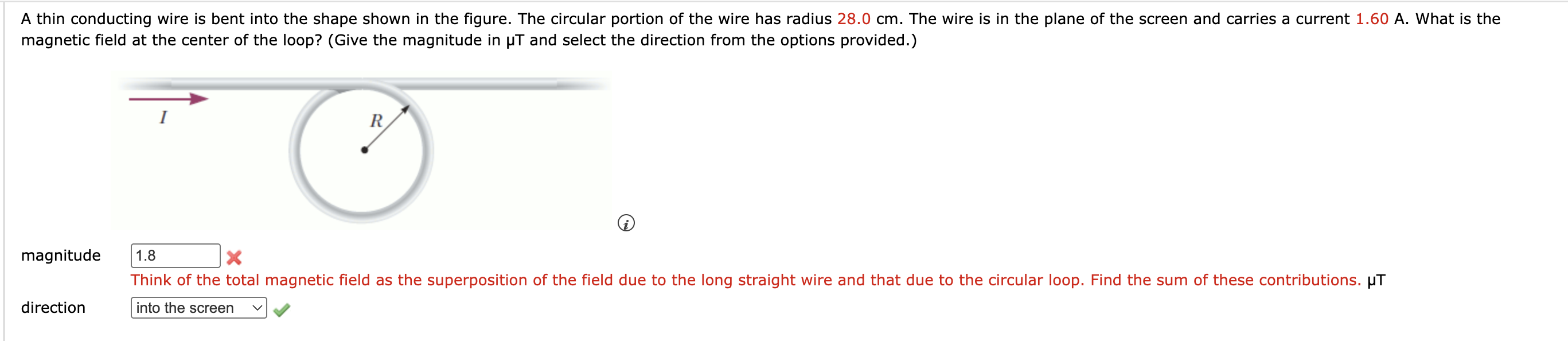 Solved μT ﻿and select the direction from the options | Chegg.com