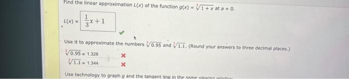 Solved Find the linear approximation L(x) of the function | Chegg.com