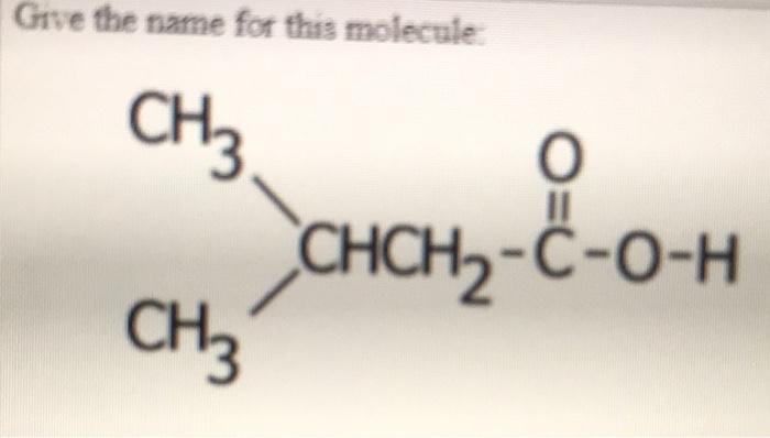 Solved Give the name for this molecule CH3 CHCH, -C-0-H CH3 | Chegg.com