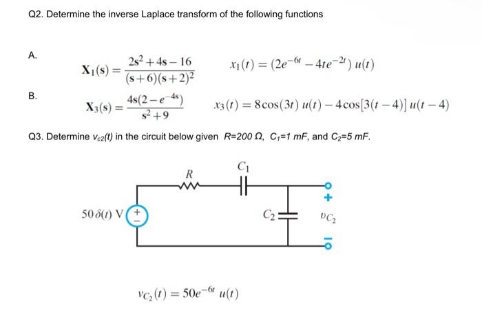 Solved X1( s)=( s+6)(s+2)22s2+4 s−16 Q2. Determine the | Chegg.com