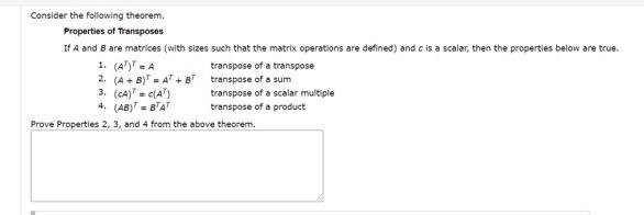 Solved Consider the following theorem. Properties of | Chegg.com
