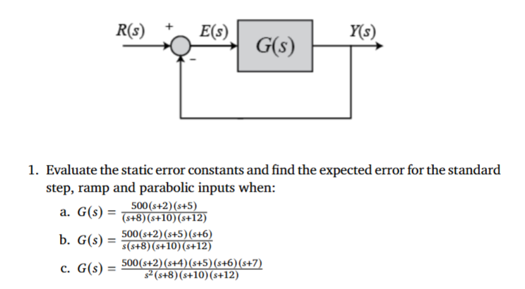 Solved Please solve in ﻿mathlabEvaluate the static error | Chegg.com
