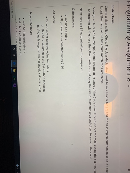 Solved Programming Assignment ou Instructions Create a class | Chegg.com