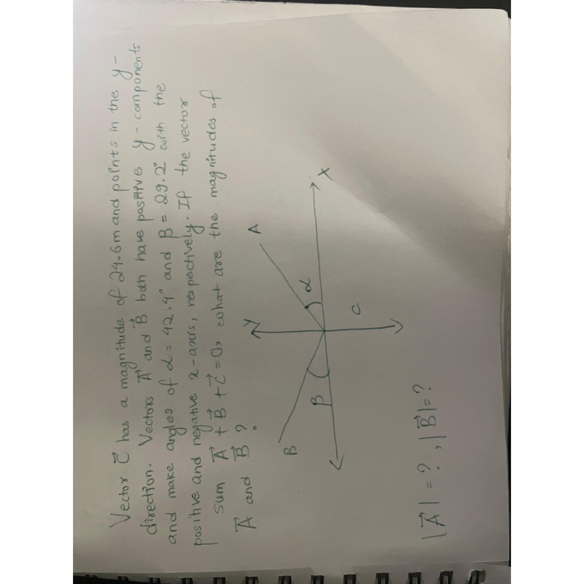 Solved Vector vec(C) ﻿has a magnitude of 24.6m ﻿and points | Chegg.com