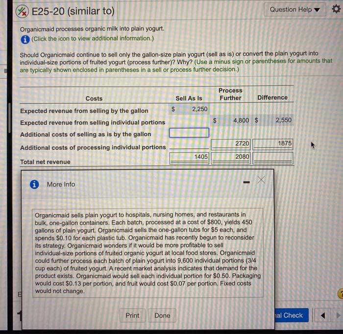 Solved E25-20 (similar to) Question Help o Organicmaid | Chegg.com Solved E25-20 (similar to) Question Help o Organicmaid | Chegg.com