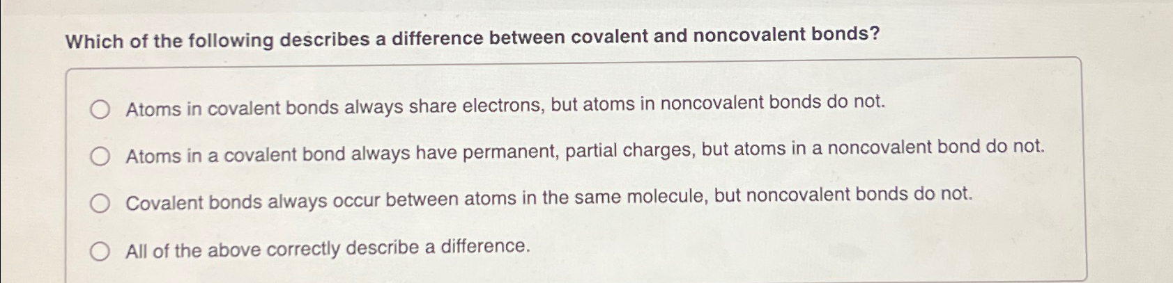 Solved Which of the following describes a difference between | Chegg.com