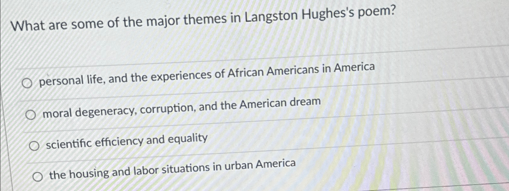 Solved What are some of the major themes in Langston | Chegg.com
