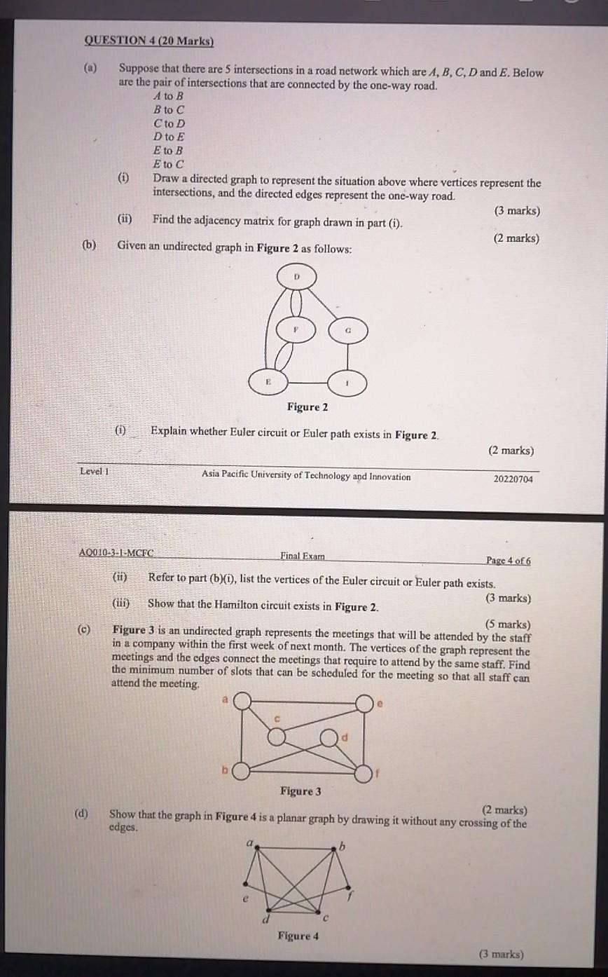 Solved QUESTION 4 (20 Marks) Suppose that there are 5 | Chegg.com