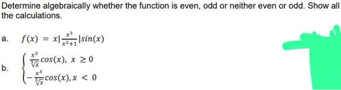 Solved Determine Algebraically Whether The Function Is Even 0764