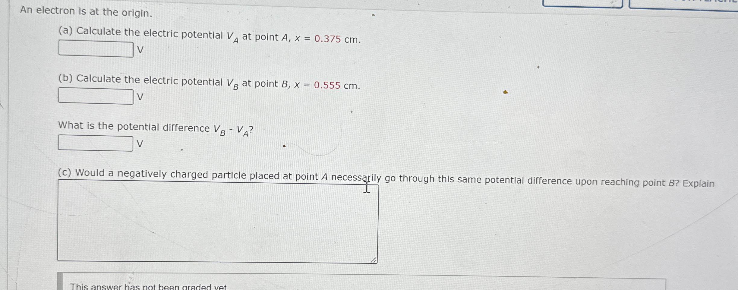 Solved An electron is at the origin.(a) ﻿Calculate the | Chegg.com