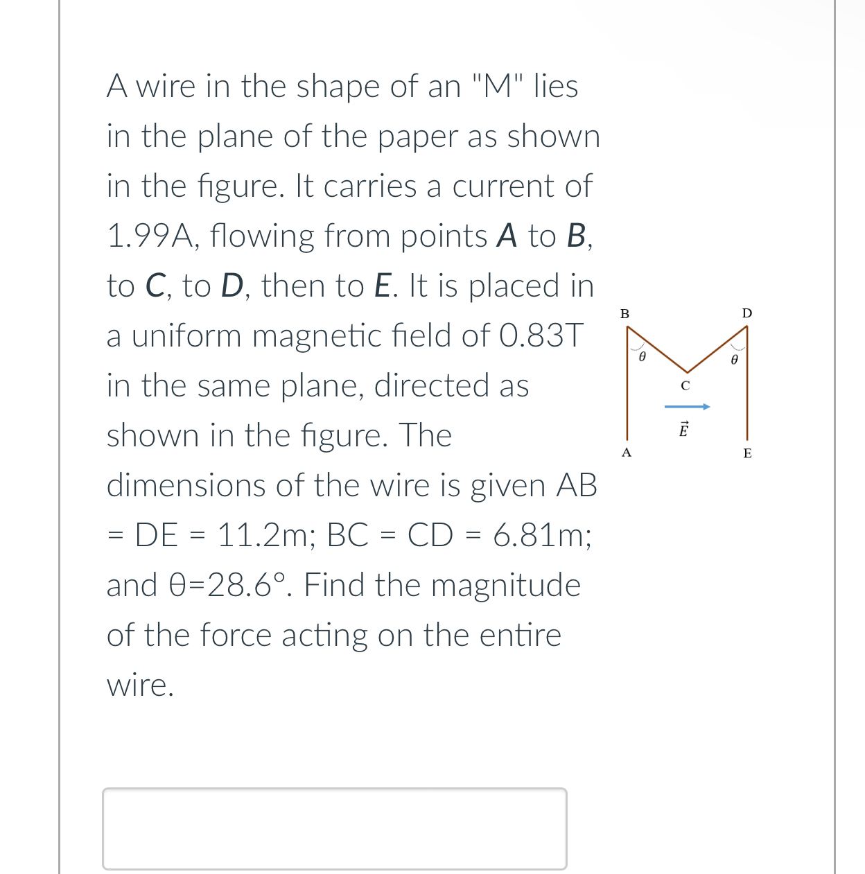 Solved A wire in the shape of an "M" ﻿lies in the plane of | Chegg.com