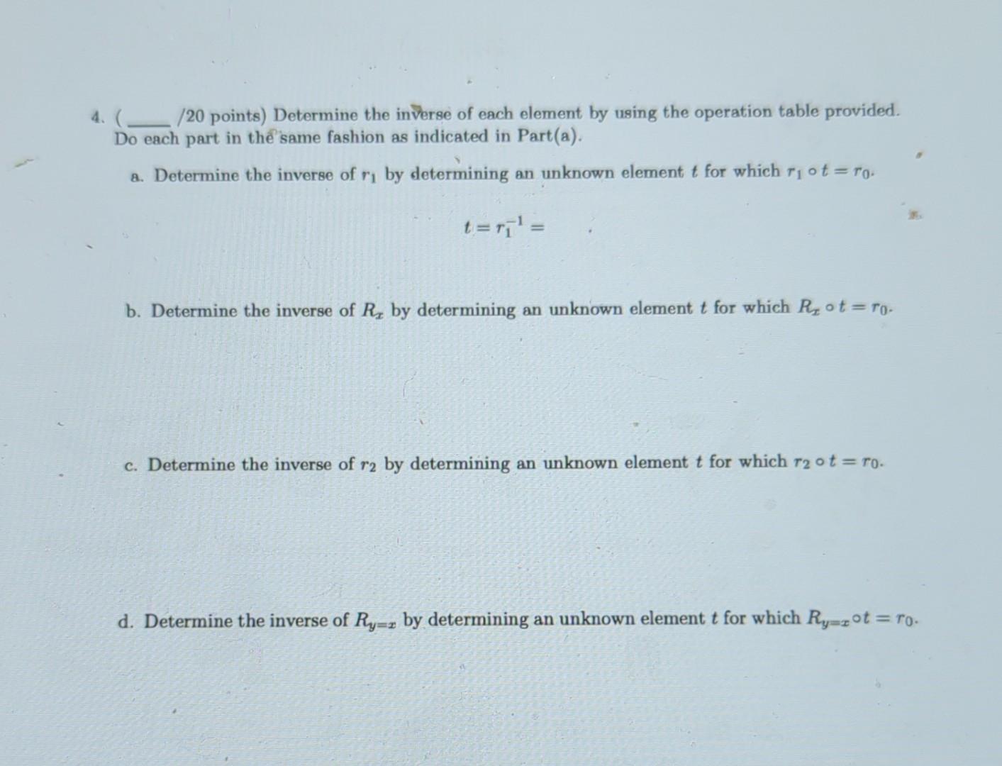 Solved The group operation on D4 is compositionof functions | Chegg.com