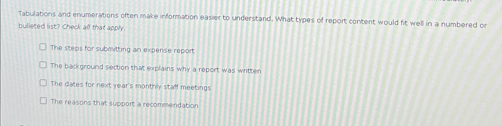 Solved Tabulations And Enumerations Often Make Information