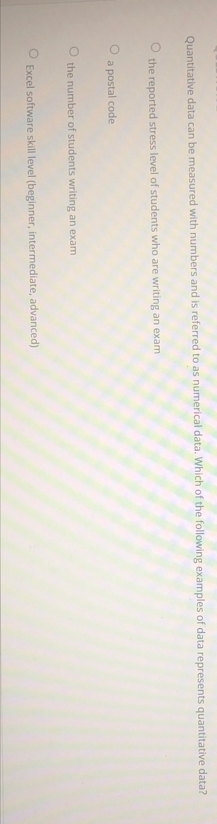 Solved Quantitative data can be measured with numbers and is | Chegg.com