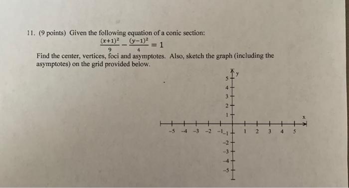Solved 11. (9 points) Given the following equation of a | Chegg.com