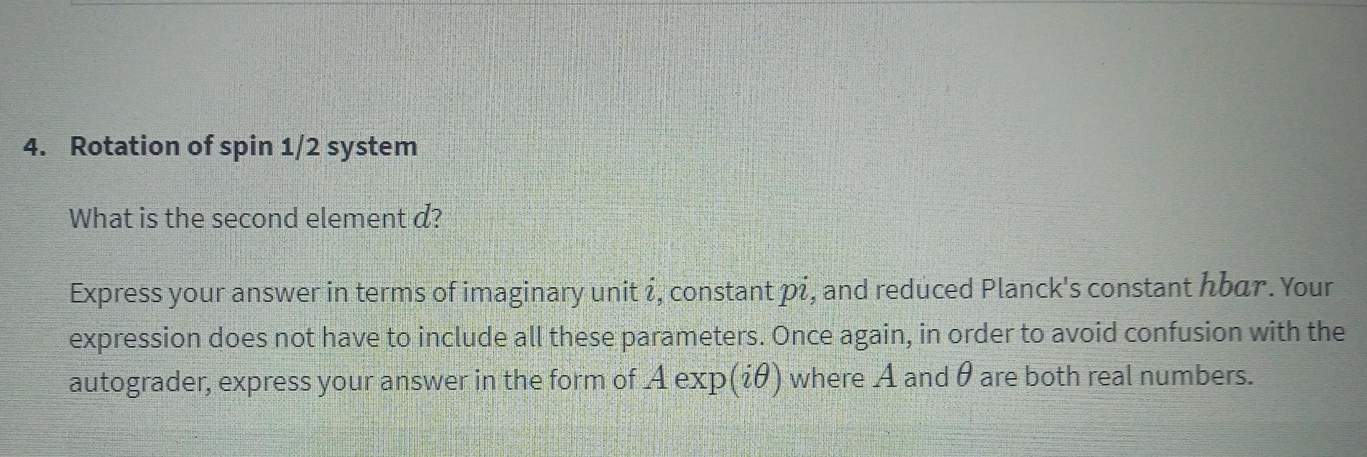 Solved 1. Rotation of spin 1/2 system Use the following | Chegg.com