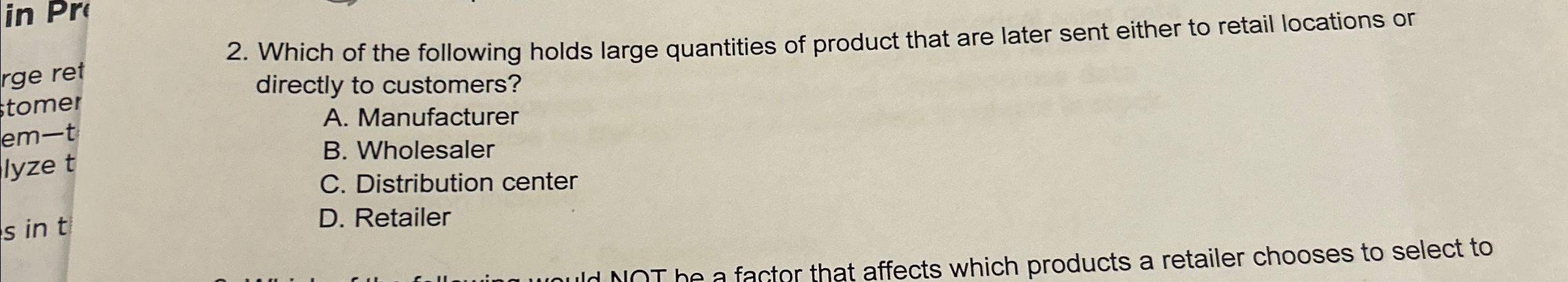 Solved Which of the following holds large quantities of | Chegg.com