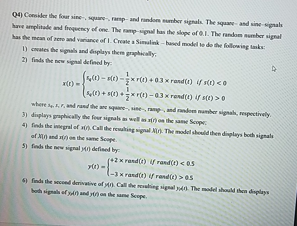 Q4) Consider the four sinc-, square-, ramp- and | Chegg.com